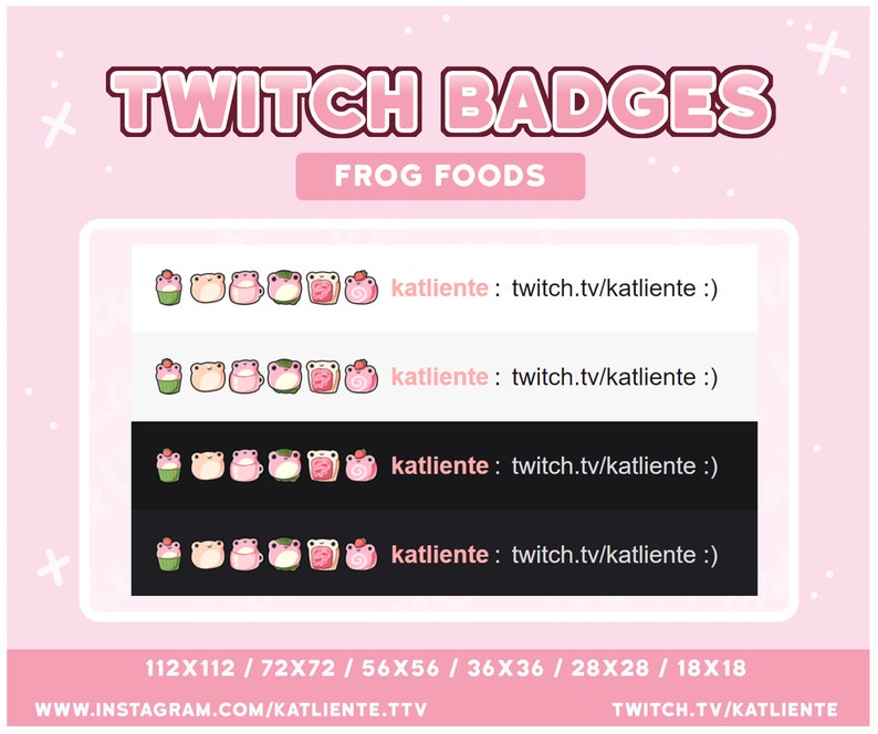 Kawaii Pink Frog Desserts Twitch Badges (digital Download) - Etsy