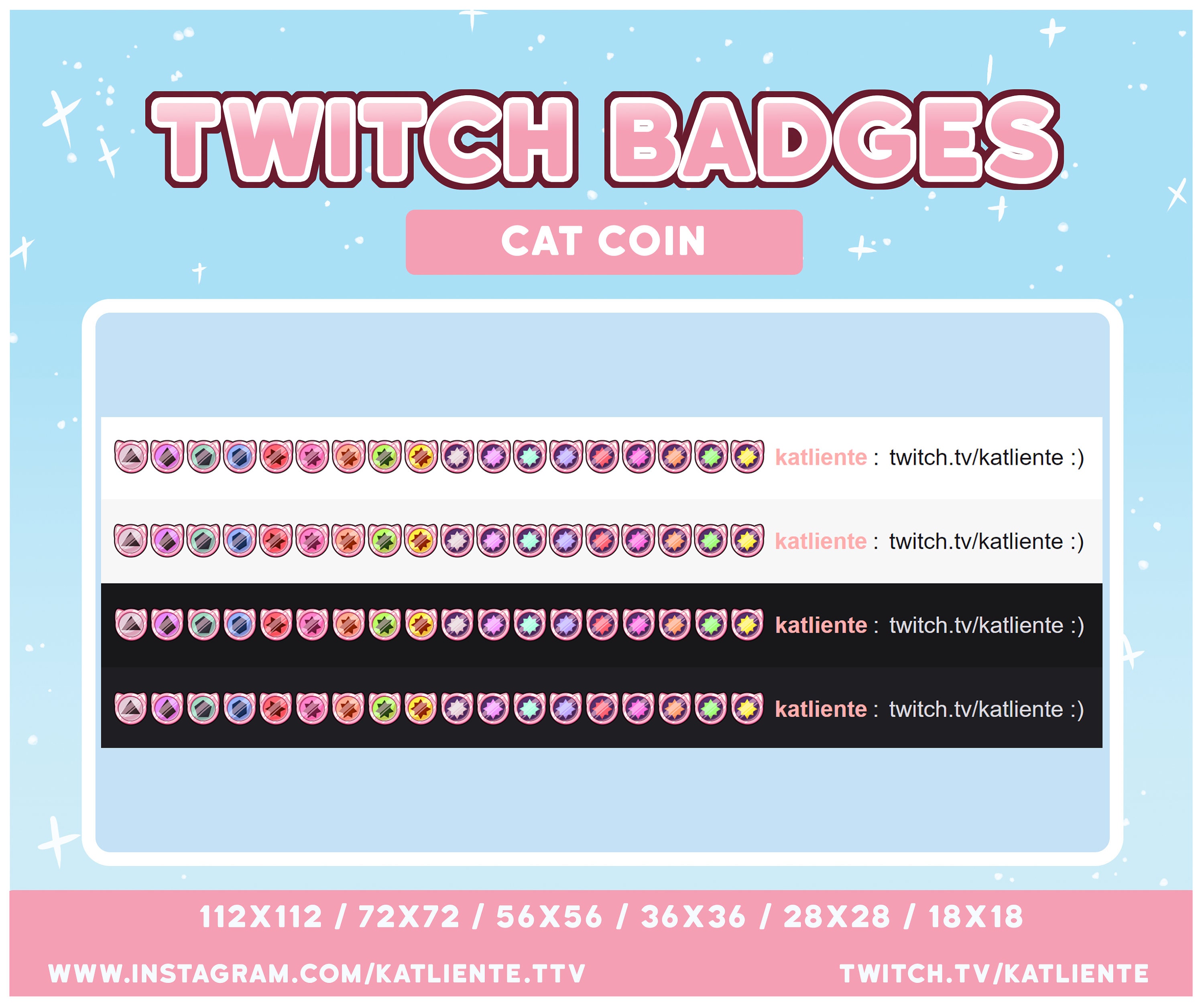 18x PINK Tabby Ginger Cat Kitty Coin Catcoin Pet Animal Sub/bit Badges ...