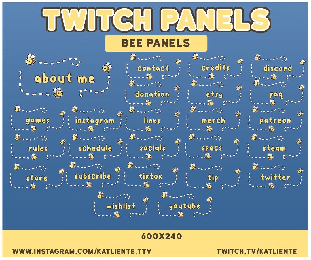 Kawaii Bee Panels for Twitch - Etsy