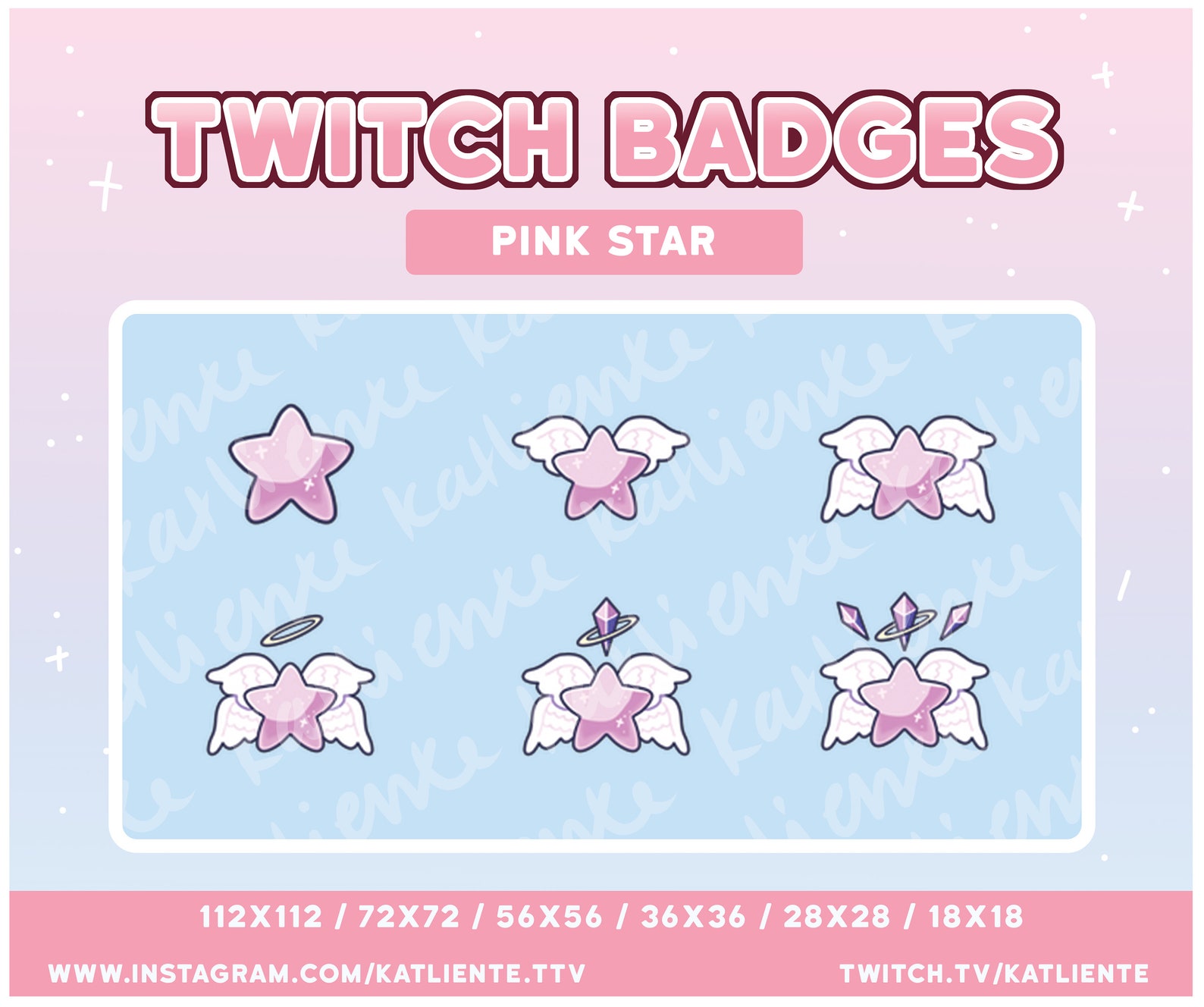 Winged Star Sailor Moon Pink Sub/bit Badges Twitch | Etsy