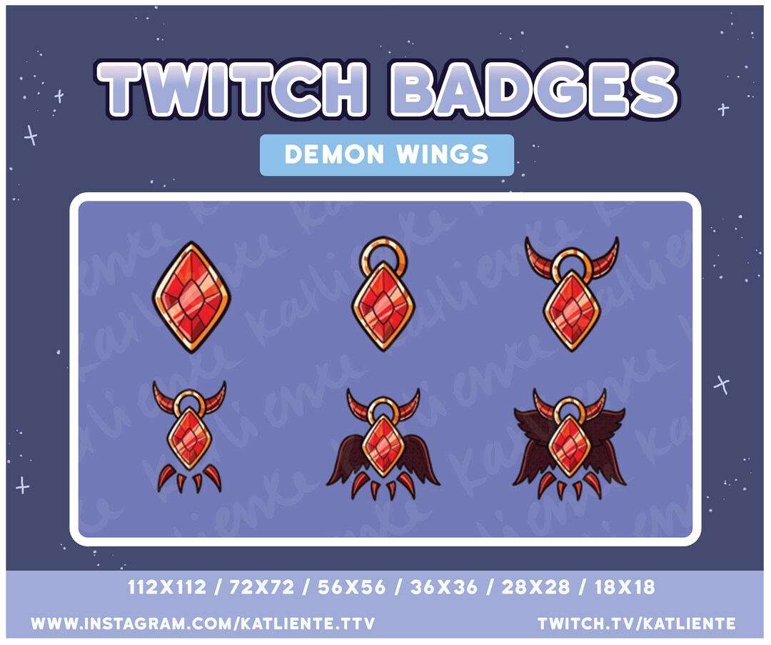RED Ruby Spooky Witchy Bat Wing Crystal Devil Sub/bit Badges - Twitch ...