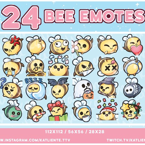 Kawaii Bee Emotes Twitch Discord Youtube - Etsy