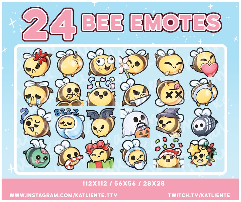 HUGE SET of 24 Bee Emotes, Halloween, Christmas - Twitch, Discord ...