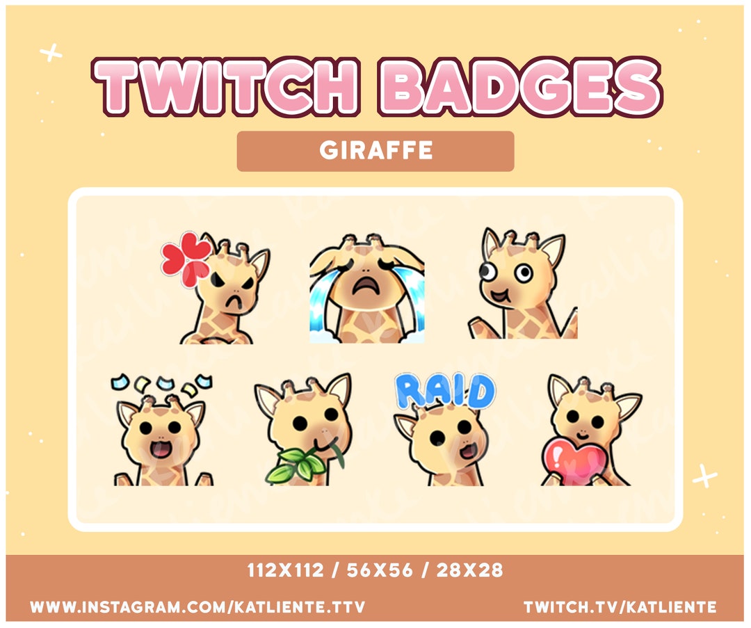 Kawaii Giraffe Zoo Safari Animal Emotes - Twitch, Discord, Youtube - Etsy