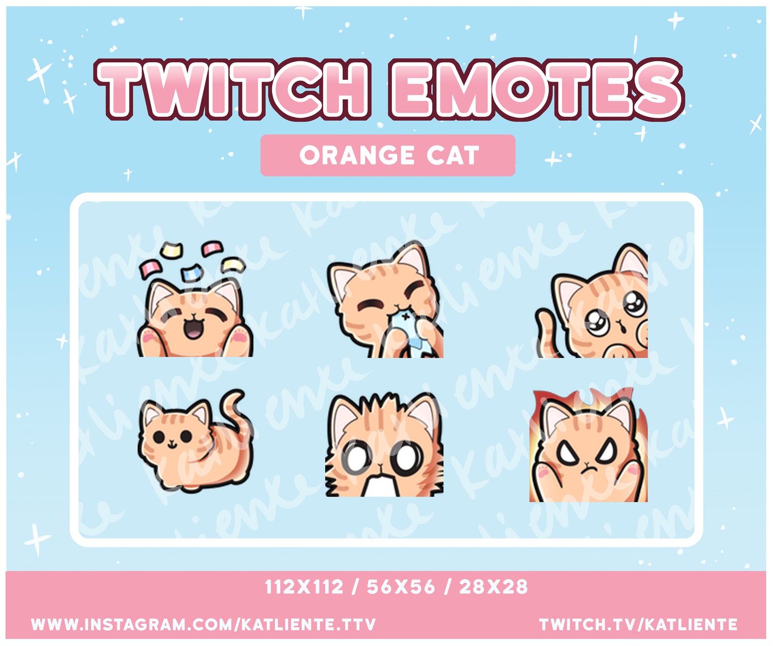 Kawaii Tabby Orange Cat Kitty Pet Emotes for Streaming | Etsy