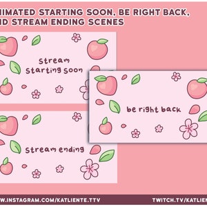 Kawaii Peach Animated Twitch Overlays: Stream Scenes (digital Download ...