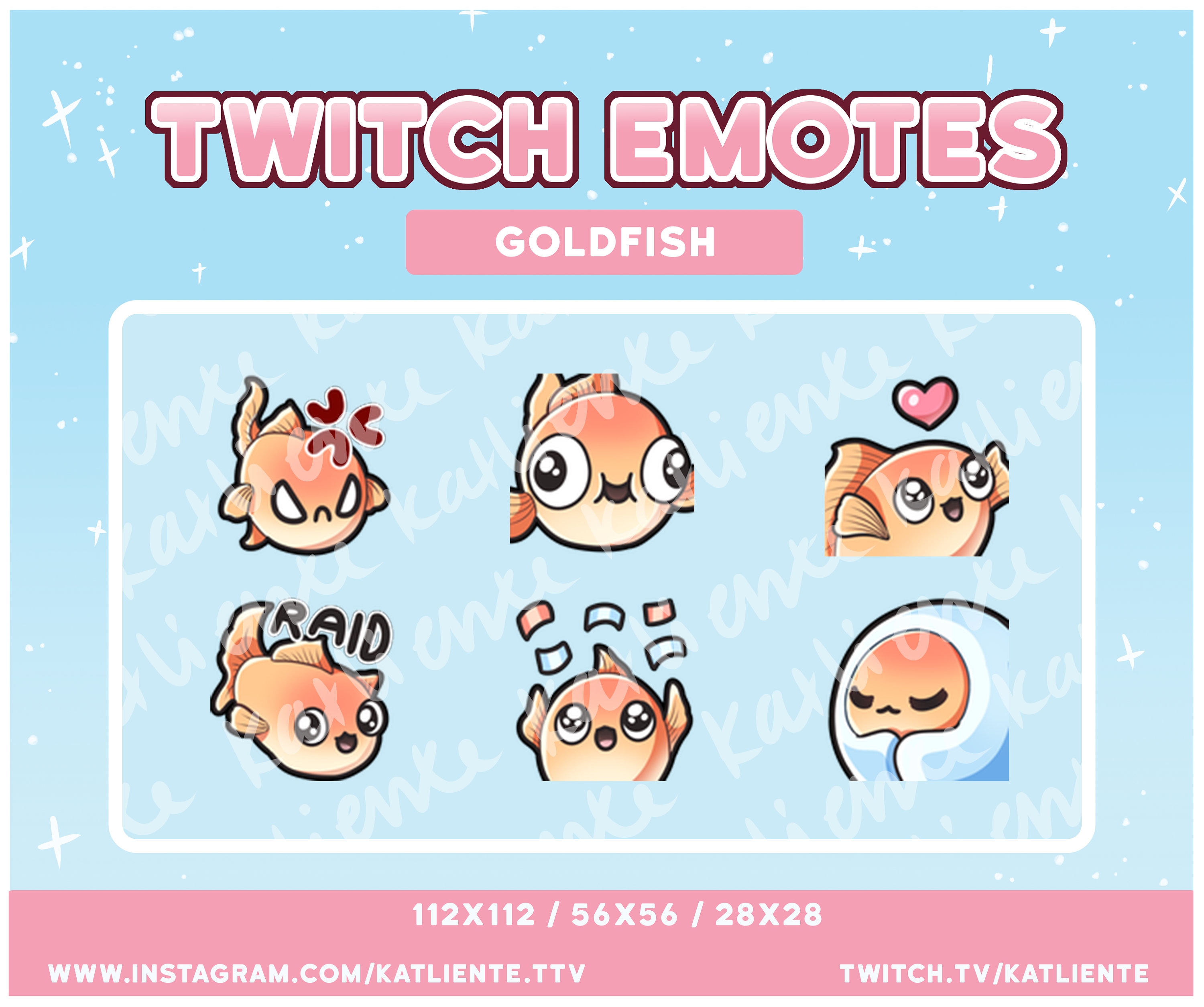 Kawaii Goldfish Chibi Fish Emotes for Streaming - Twitch, Discord ...