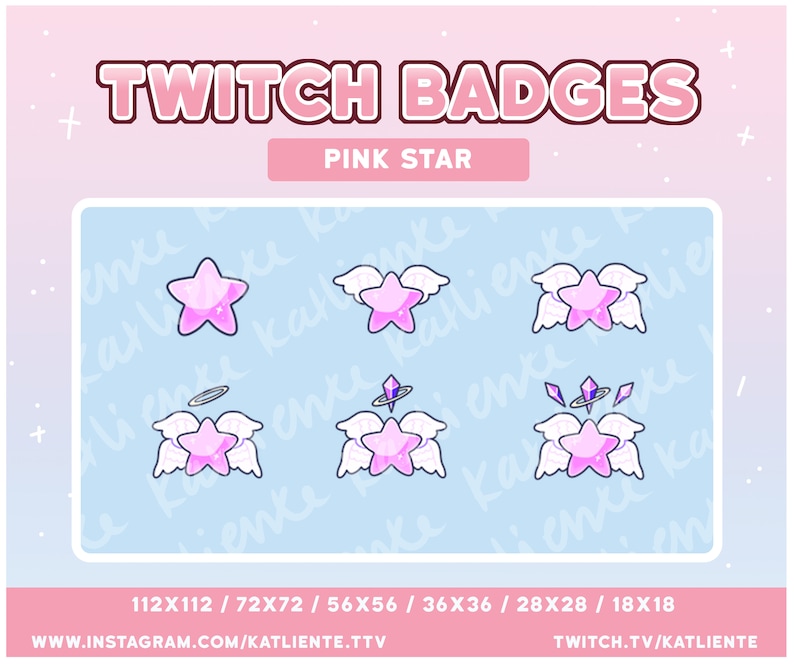 Winged Star Sailor Moon Pink Sub/bit Badges- Twitch - Etsy