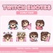 Cute Chibi Girl Emote Pack, Brown Short Curly Hair, Brown Eyes, Light ...