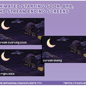 Cute Witch Cat Animated Twitch Overlays and Scenes - Stream Starting ...