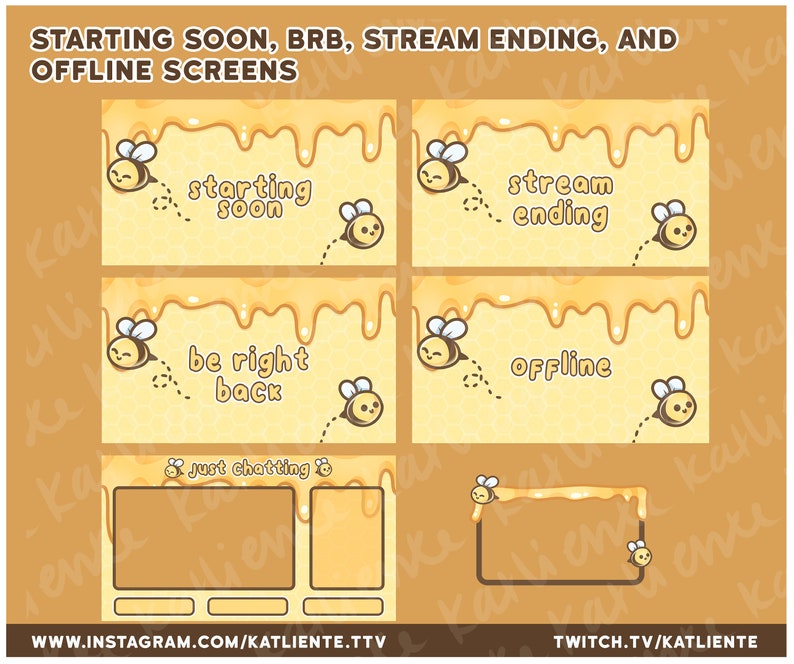 Kawaii Bee Twitch Overlays Full Package 4 Scenes 1 - Etsy UK