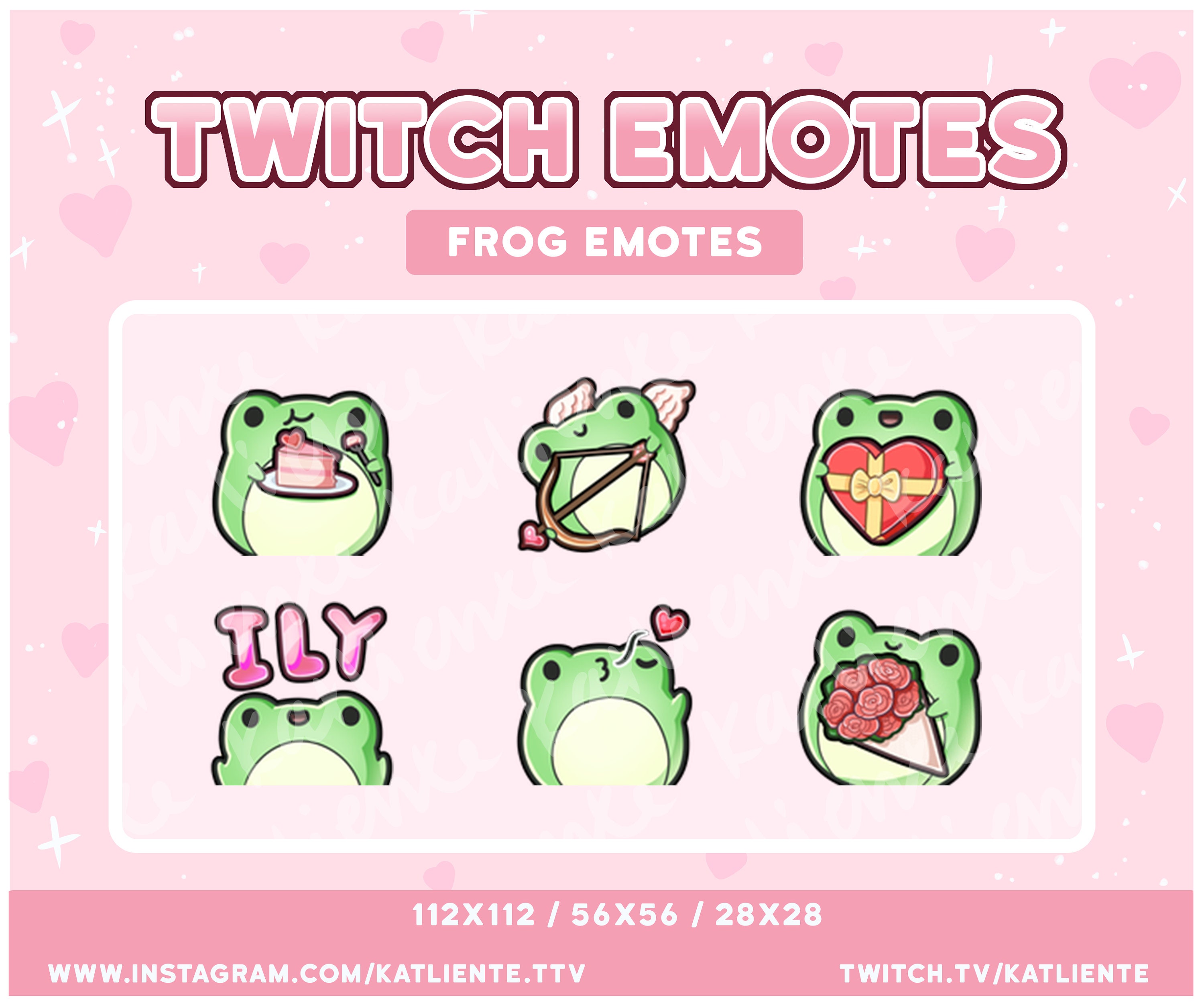 Kawaii Frog Valentines Day Romance Love Emotes for Twitch, Discord ...