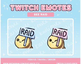 Twitch Emote / Cute Bee Raid, Angry, Mad Emotes / Kawaii Wasp Hornet ...