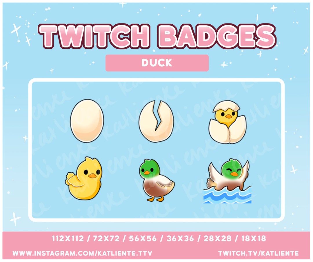 6 GREEN MALLARD Duck Kawaii Cute Animal Bird Sub/bit Badges for Twitch ...