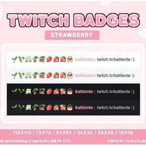 Kawaii Strawberry Fruit Flower Basket Sub/bit Badges for Twitch - Etsy