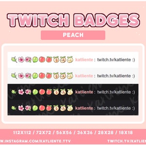 Kawaii Flower Peach Peaches Fruit Flower Sub/bit Badges for Twitch - Etsy