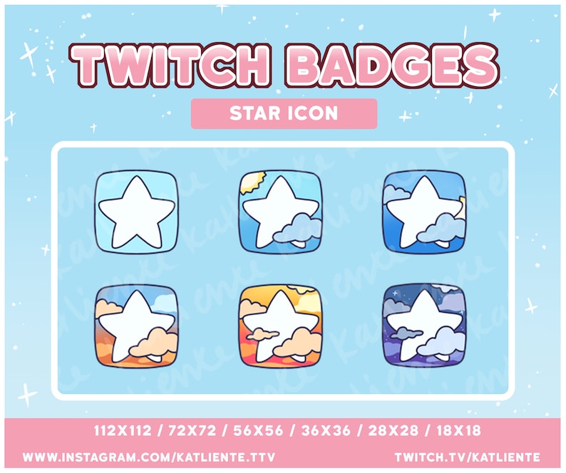 Daytime Sun Celestial Sky Star Icon Sub/bit Badges- Twitch - Etsy
