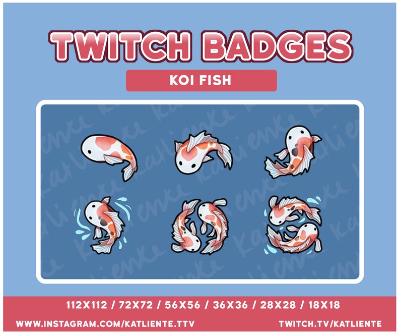 Lofi Koi Fish in the Sky Sub and Bit Badges - Twitch, Discord - Etsy