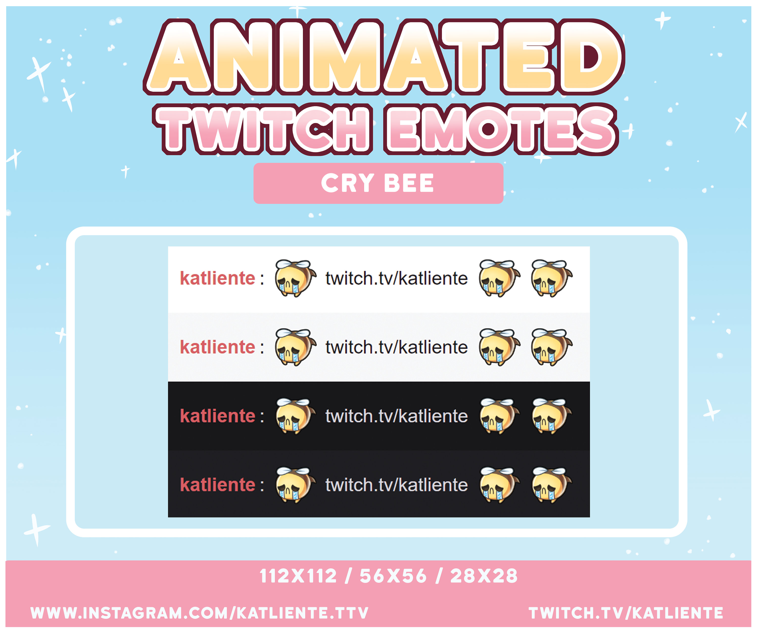 Animated Kawaii Bee Cry Sad Tears Sob Crying Emote Twitch, Discord ...