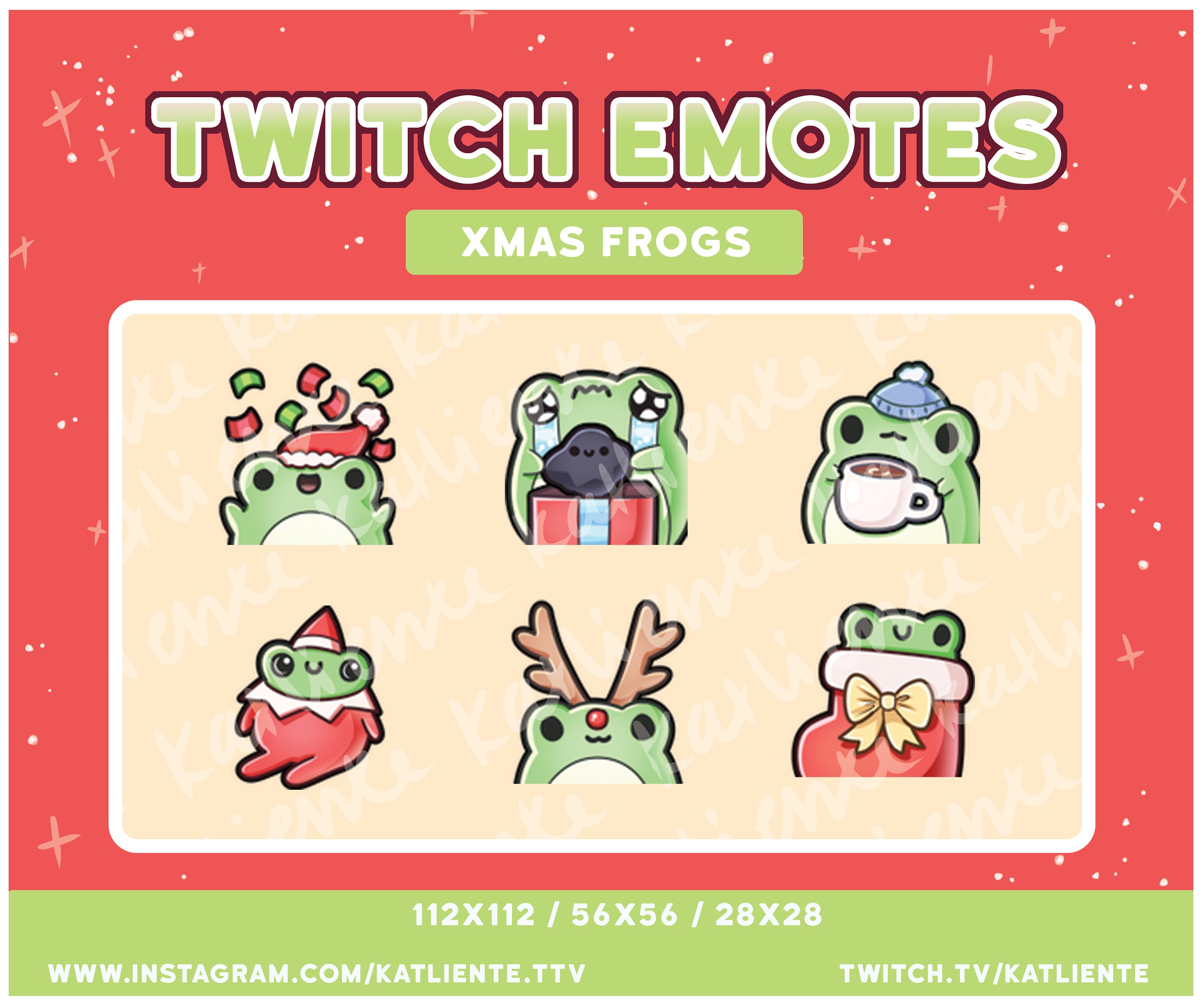 Kawaii Christmas Holiday Frog Emotes Twitch Discord | Etsy