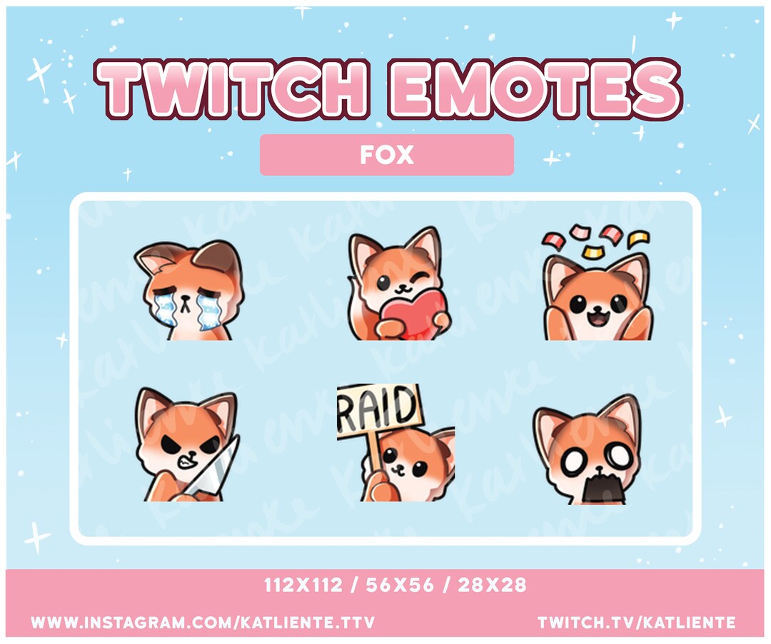Kawaii Red Fox Emotes for Streaming - Twitch, Discord, Youtube - Etsy