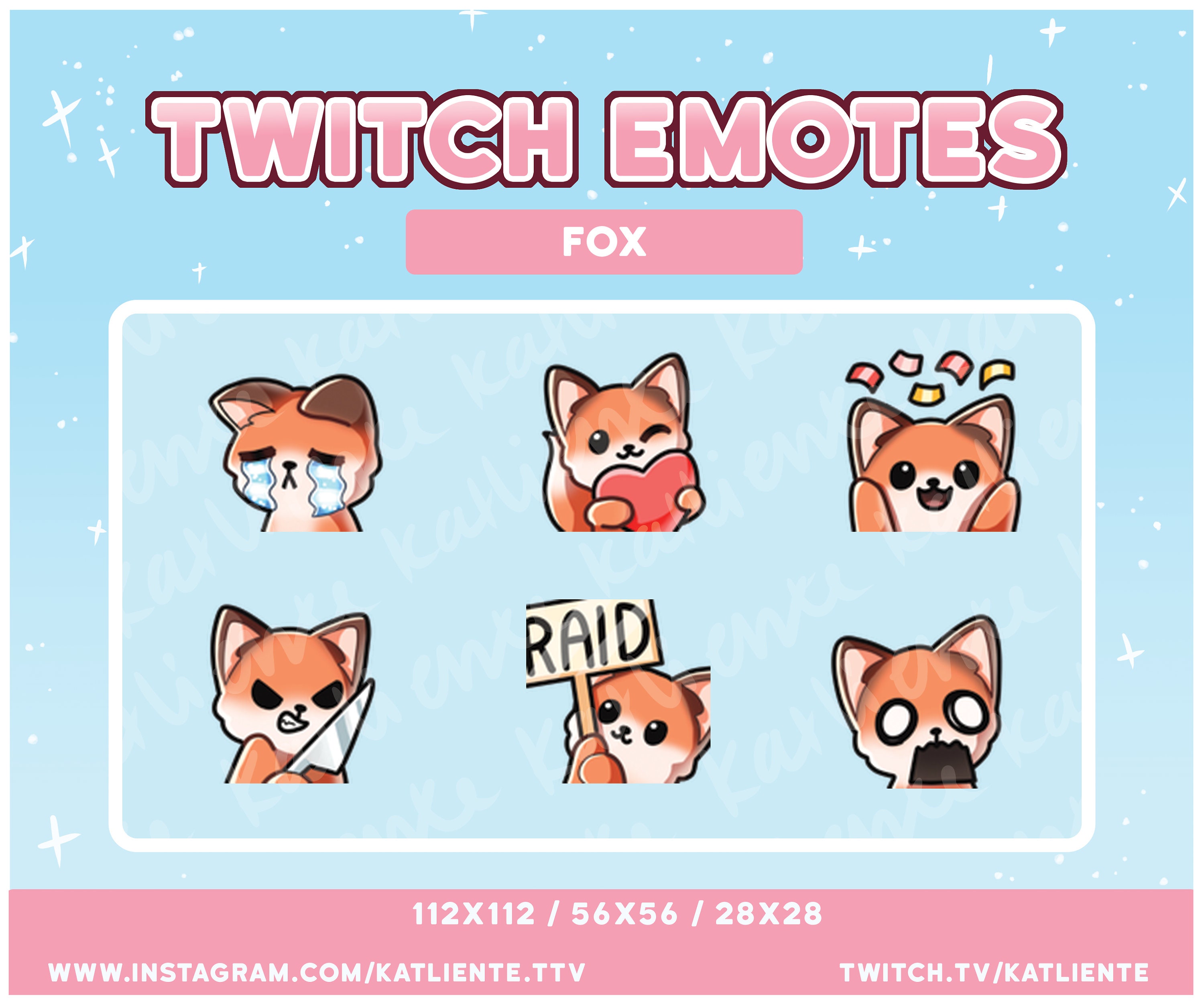Kawaii Red Fox Emotes for Streaming - Twitch, Discord, Youtube - Etsy