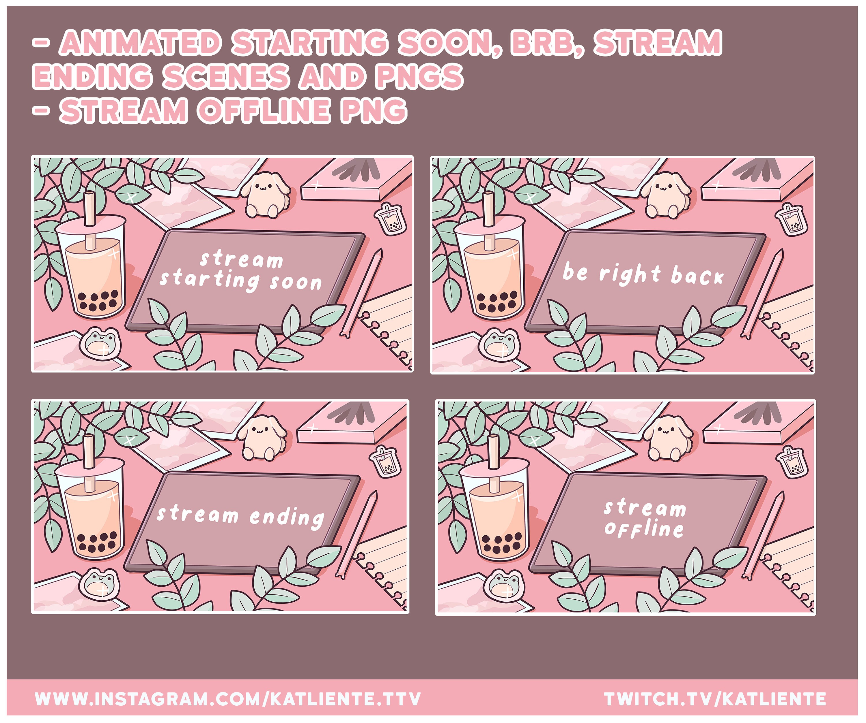 Animated Lofi Ipad and Boba Twitch Overlays and Scenes FULLY | Etsy Canada