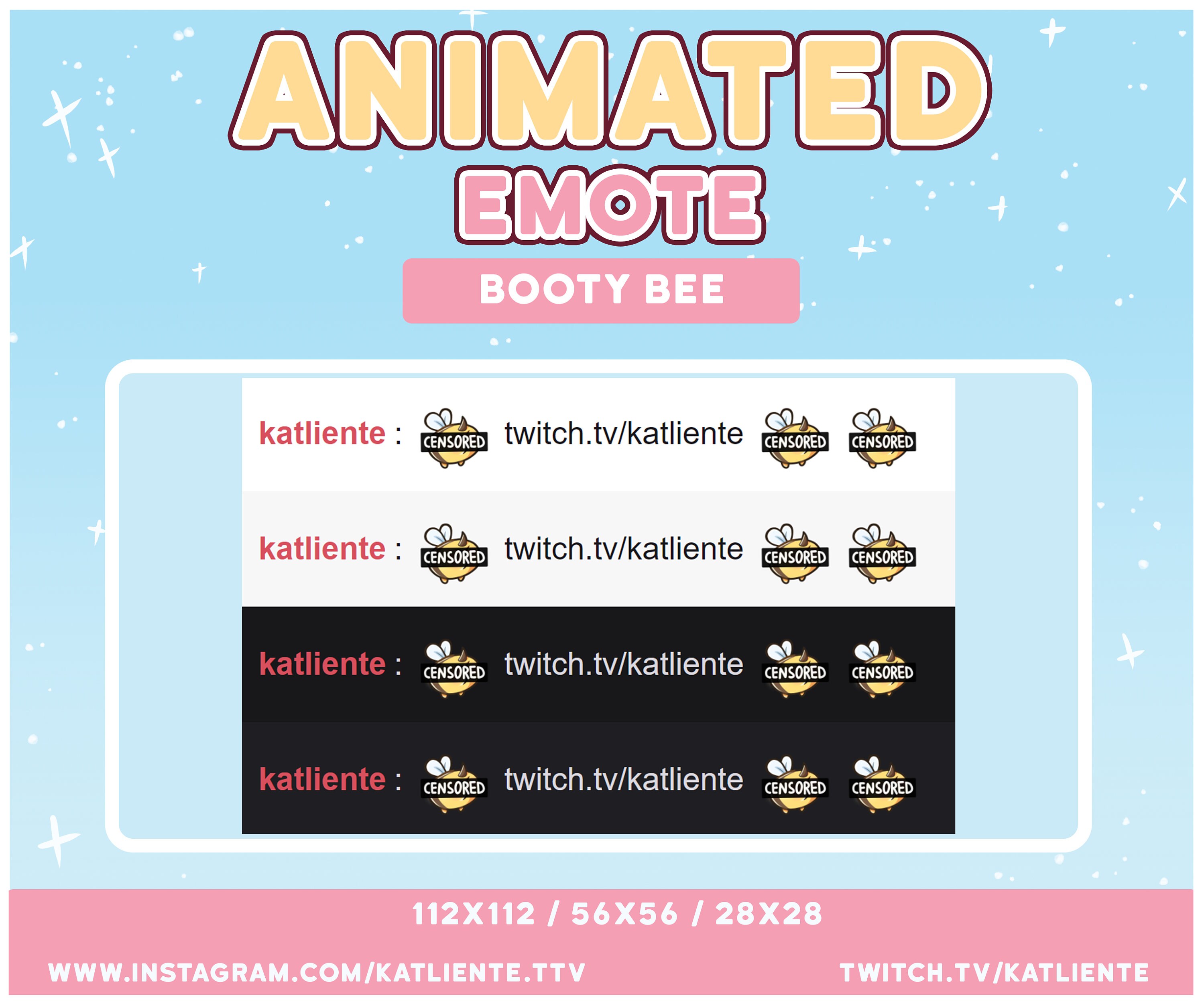 CENSORED Animated Kawaii Bee Booty Butt Bounce Twerk Emote Twitch, Discord, Youtube - Etsy