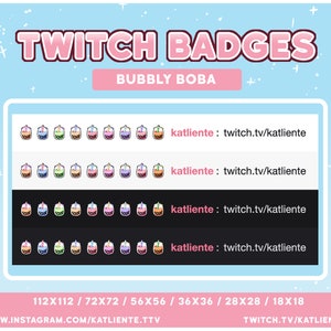 Kawaii Boba Tea Twitch Badges: Strawberry, Matcha, Jasmine (digital ...