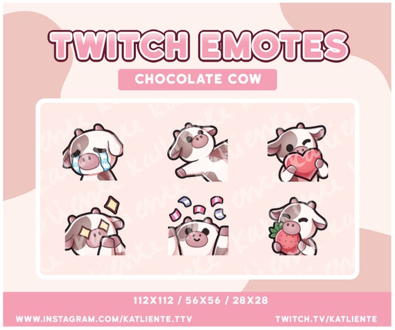 Kawaii Chocolate Cow Animal Emotes Twitch Discord Youtube | Etsy