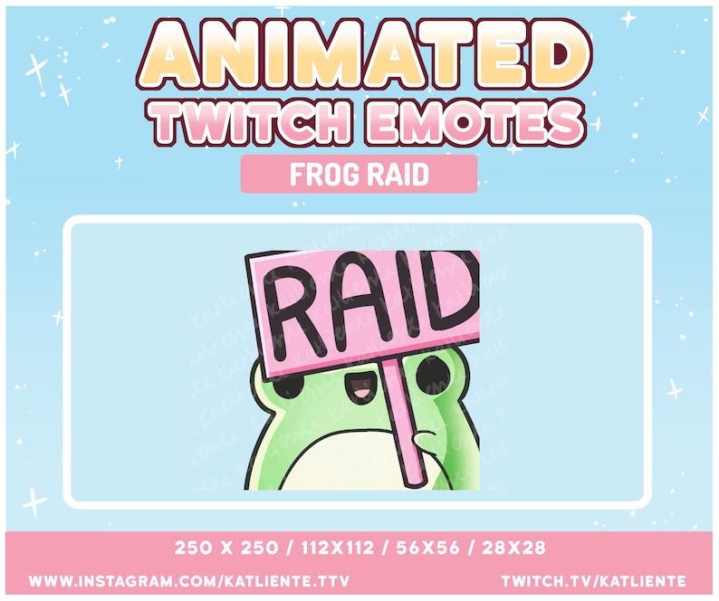 Animated Kawaii Frog Raid Emote PINK Twitch Discord - Etsy