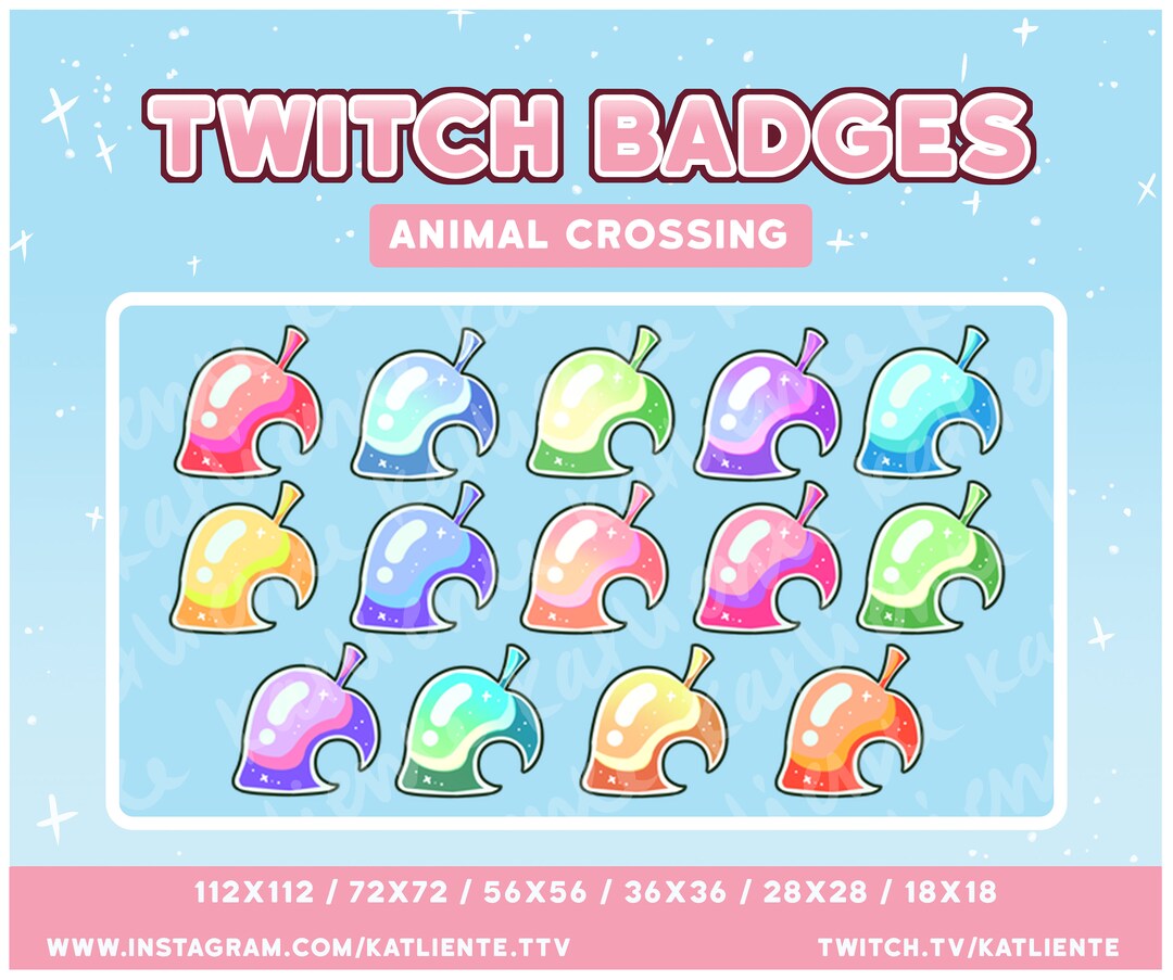 14 Animal Crossing Leaf Logo Rainbow Sub/bit Badges for Twitch - Etsy