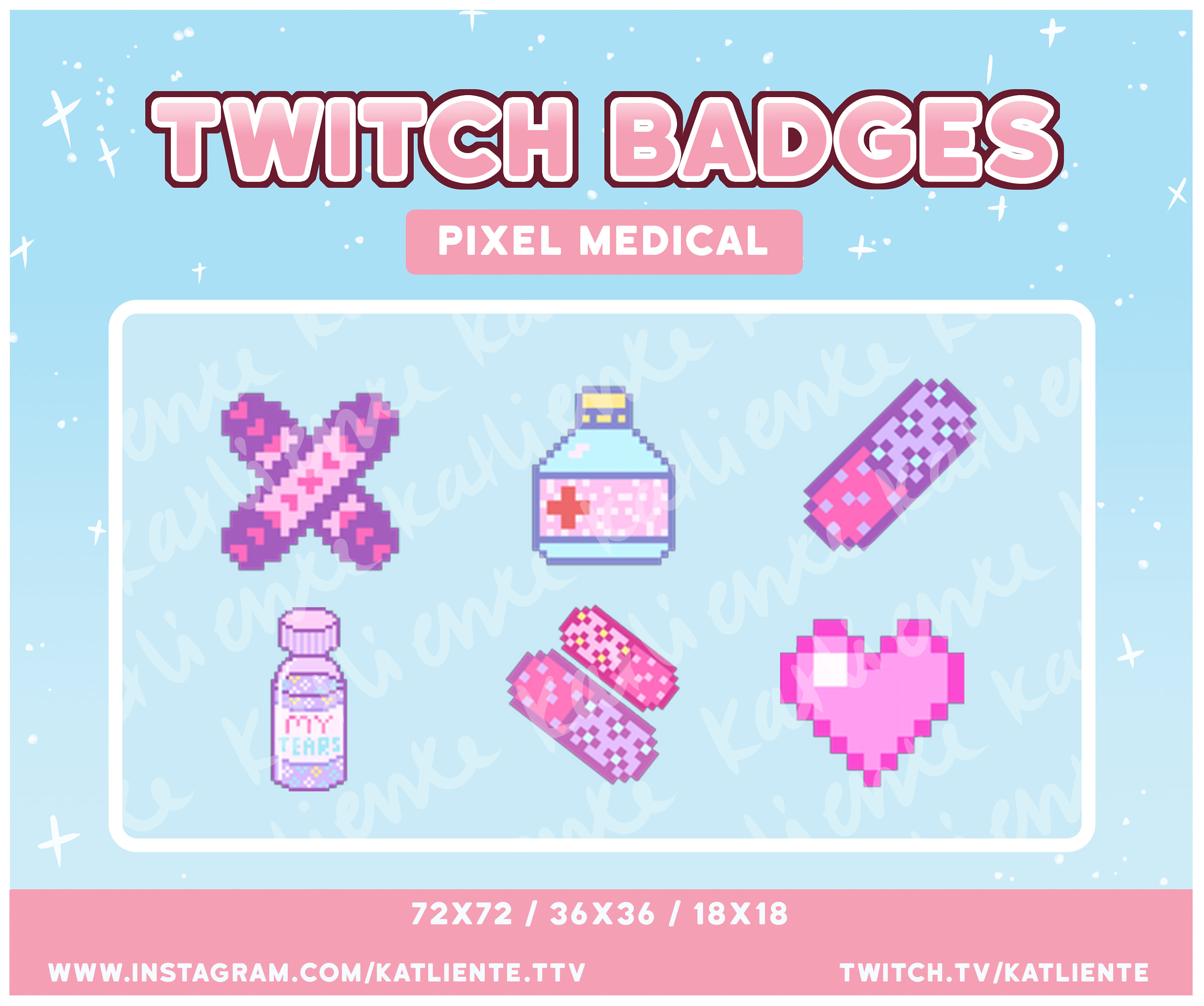 Pixel Art Medical Supplies Pills, Bandaid, Medicine Sub/bit Badges ...