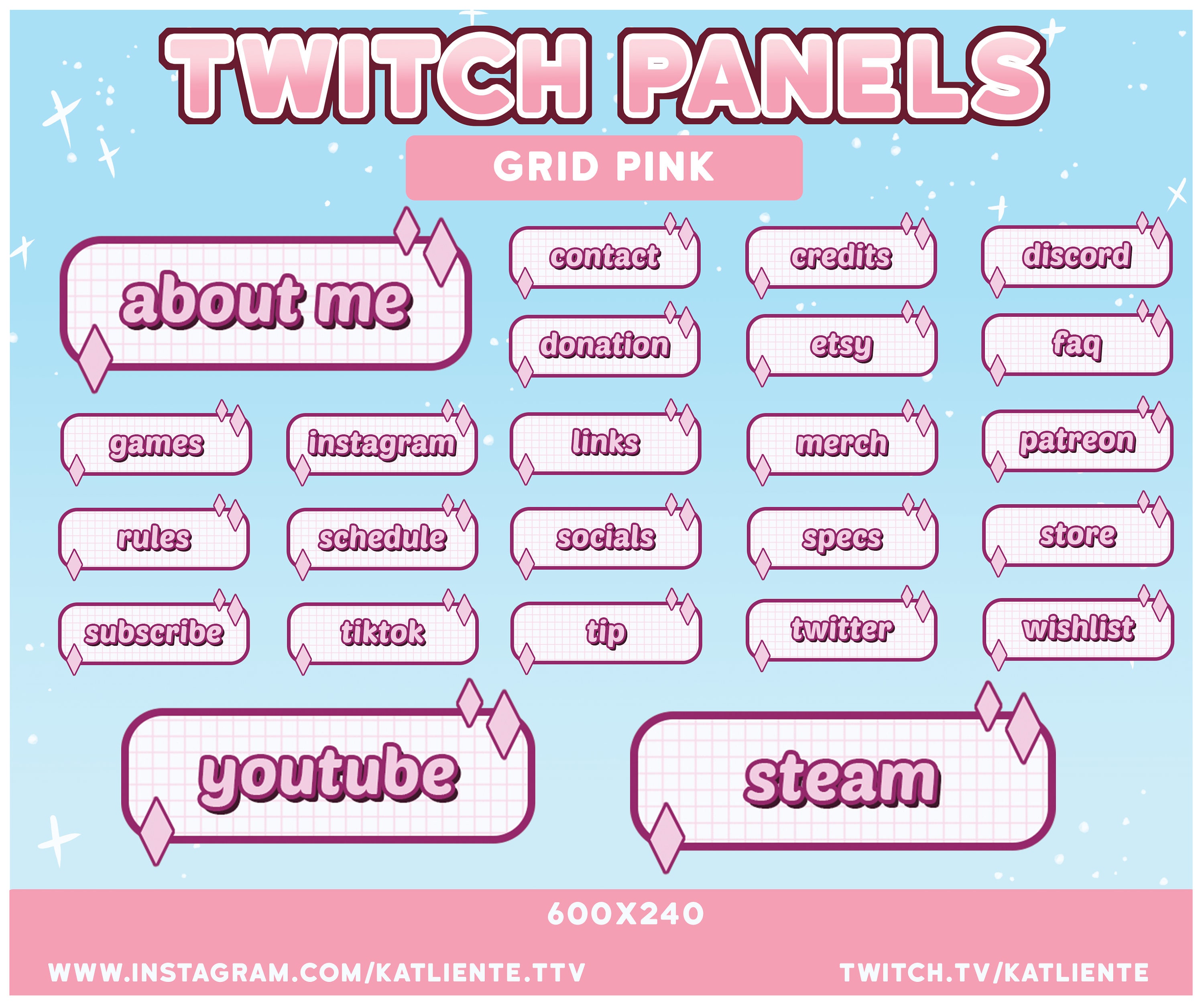 Graphic Bold Grid Panels for Twitch 8 Bit, Vaporwave, Kawaii, Cute - Etsy