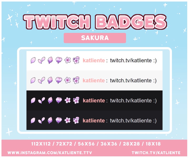Kawaii Sakura Flower Twitch Badges: Purple Cherry Blossom (instant ...