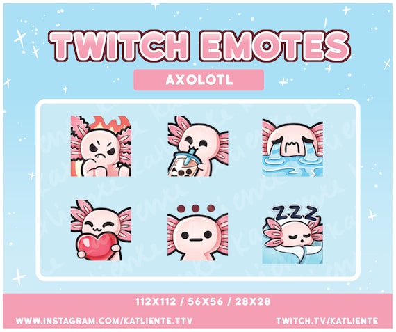 Kawaii Axolotl Sea Creature Emotes Twitch Discord Youtube - Etsy