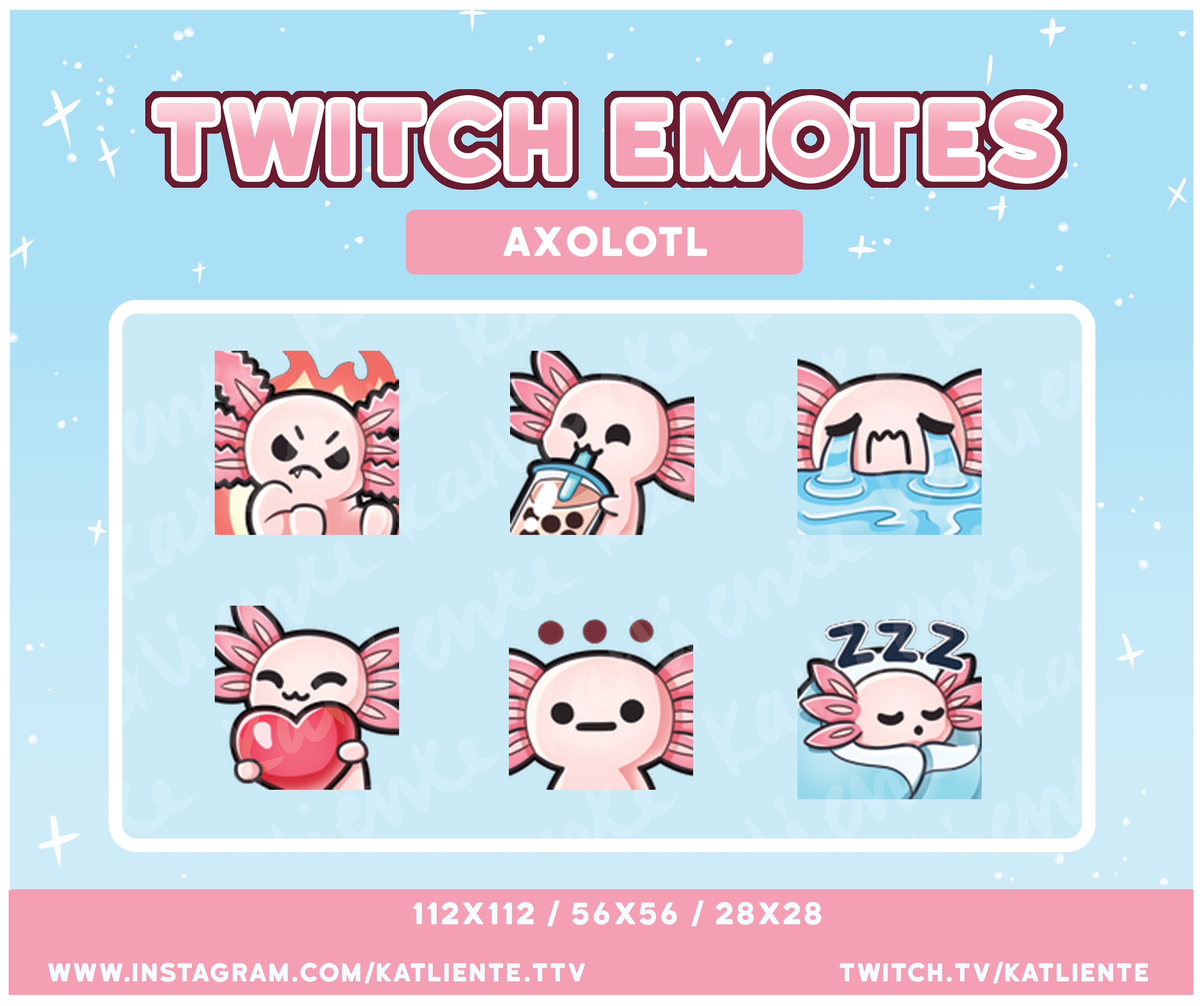 Buy Kawaii Axolotl Sea Creature Emotes Twitch Discord Youtube Online in ...
