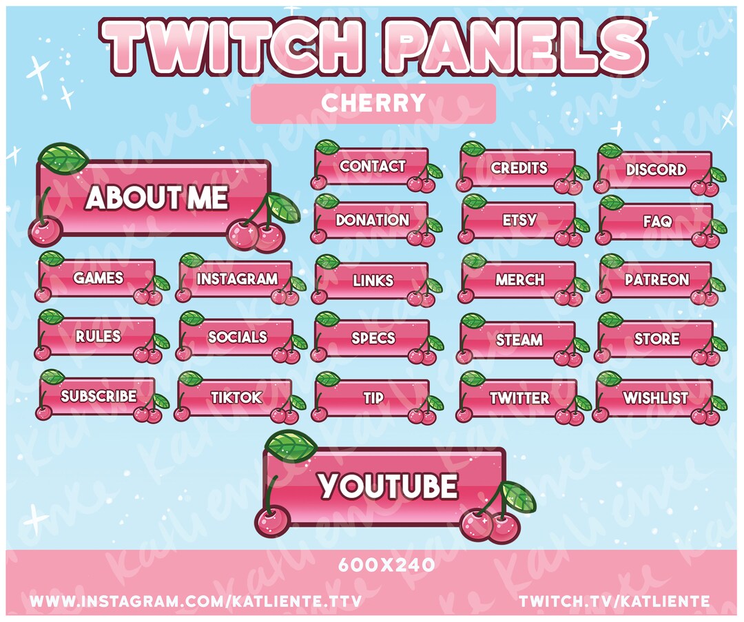 Cute Cherry Fruit Panels for Twitch - Etsy