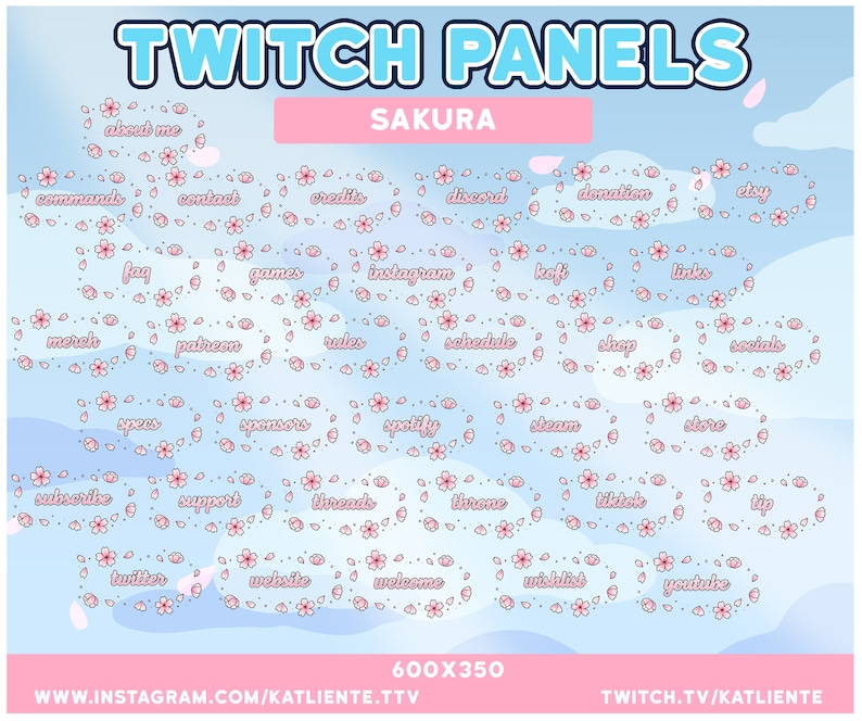 Pink Sakura Cherry Blossom Twitch Panels (instant Download) - Etsy
