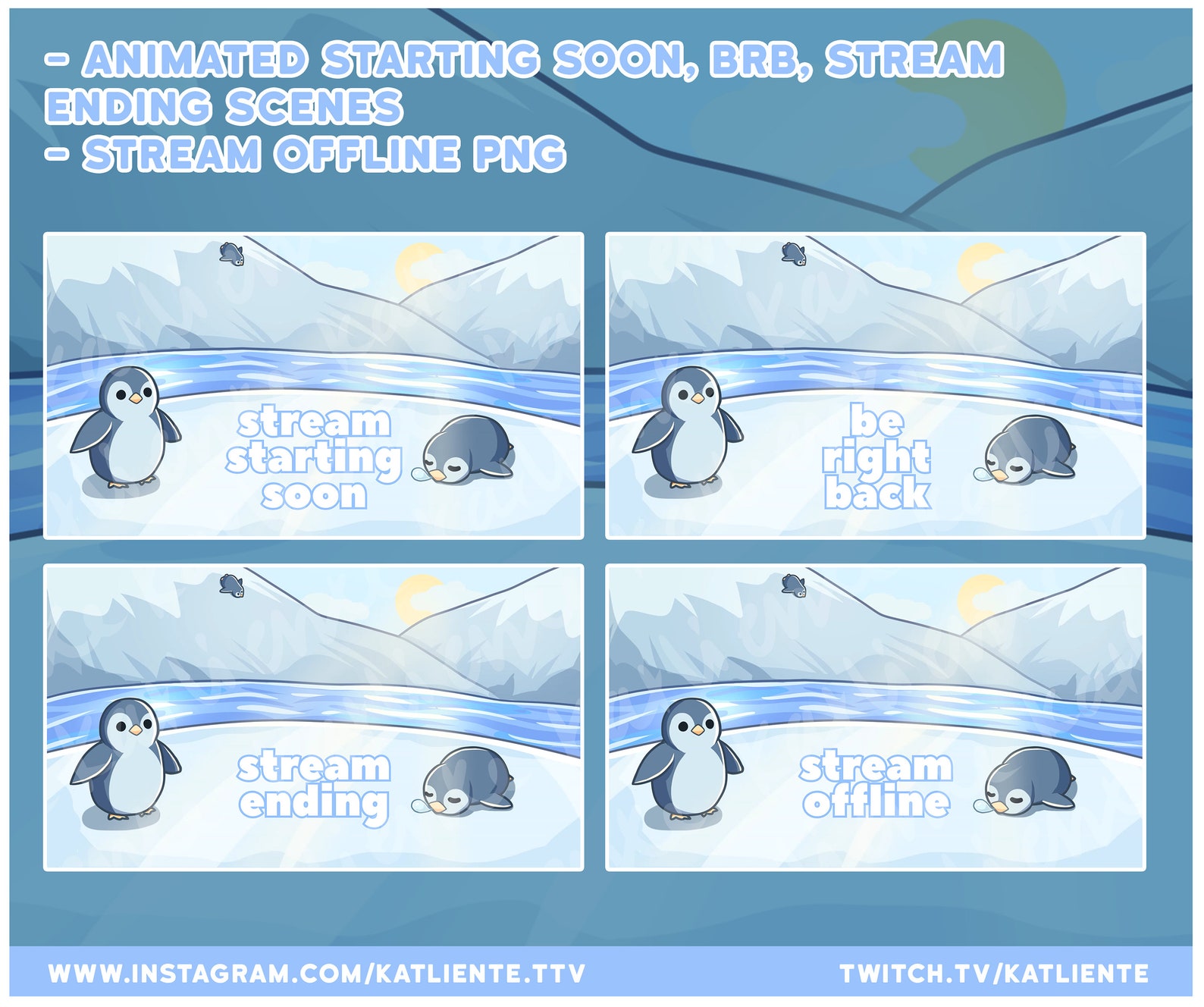 VTUBER FULLY CUSTOMIZABLE Animated Adorable Penguin Bird Animal Twitch ...