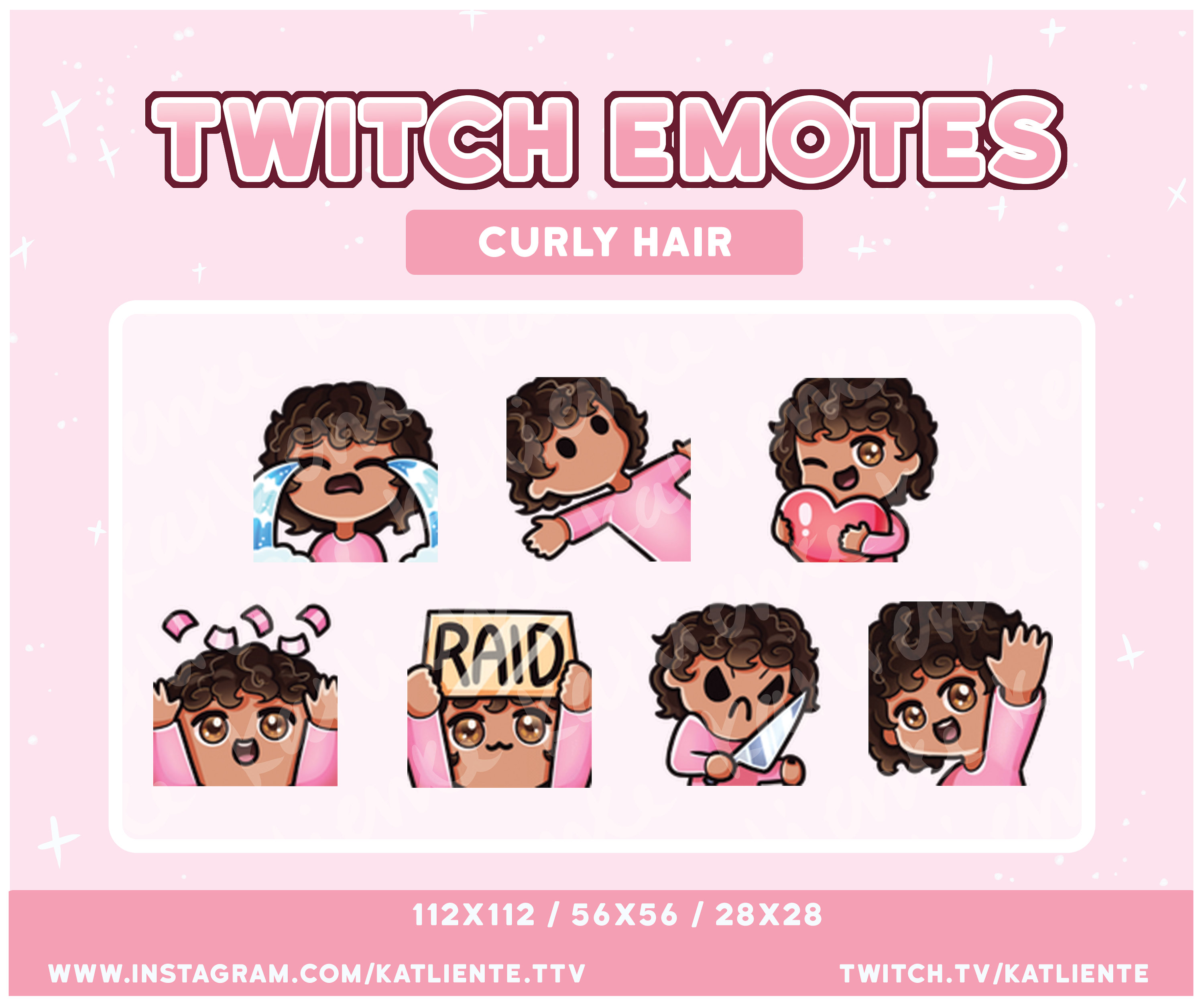 Cute Chibi Girl Emote Pack Black Short Curly Hair Brown - Etsy