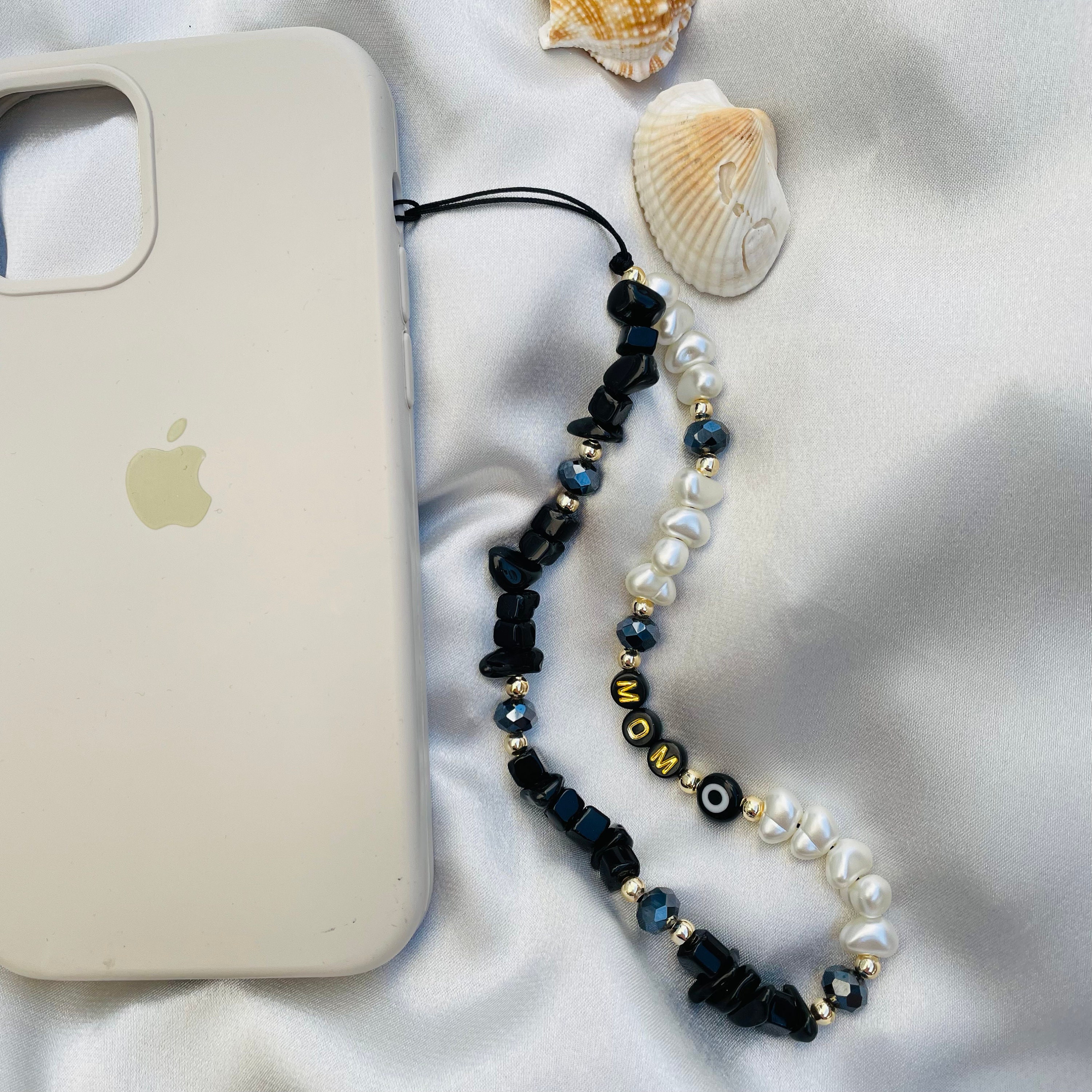 Black Obsidian Gemstone Phone Strap Charm, Healing Crystals Phone Chain ...