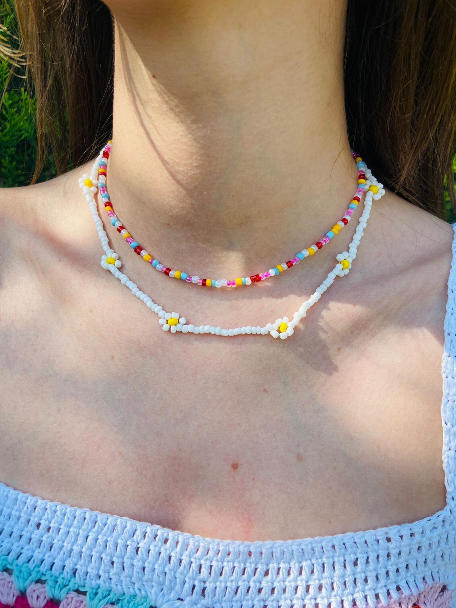 Seed Beads Necklacecolorful Seed Bead Simple Necklace Czech - Etsy