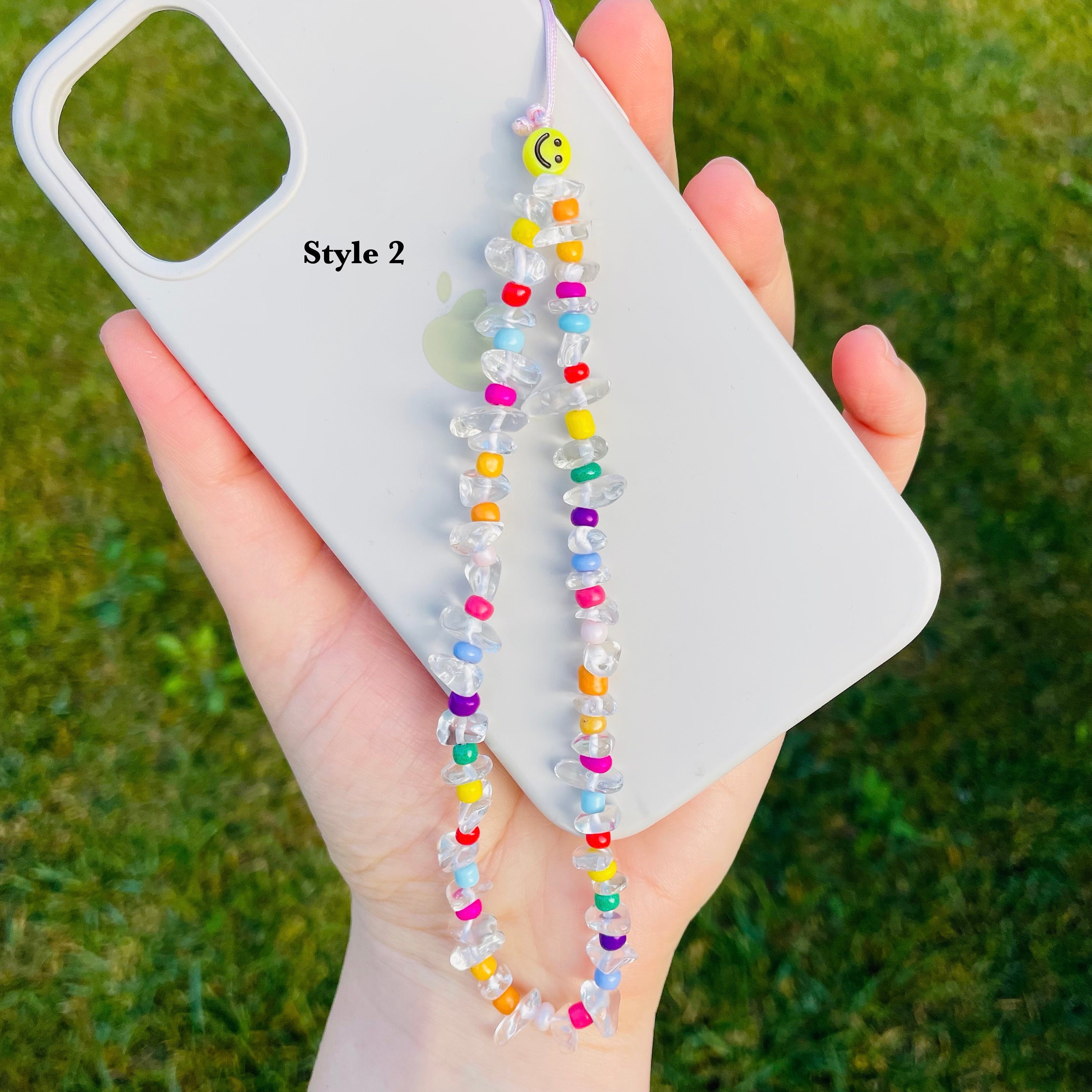 Amethyst Chip Beaded Phone Charm, Gemstone Style Phone Strap, Aesthetic ...