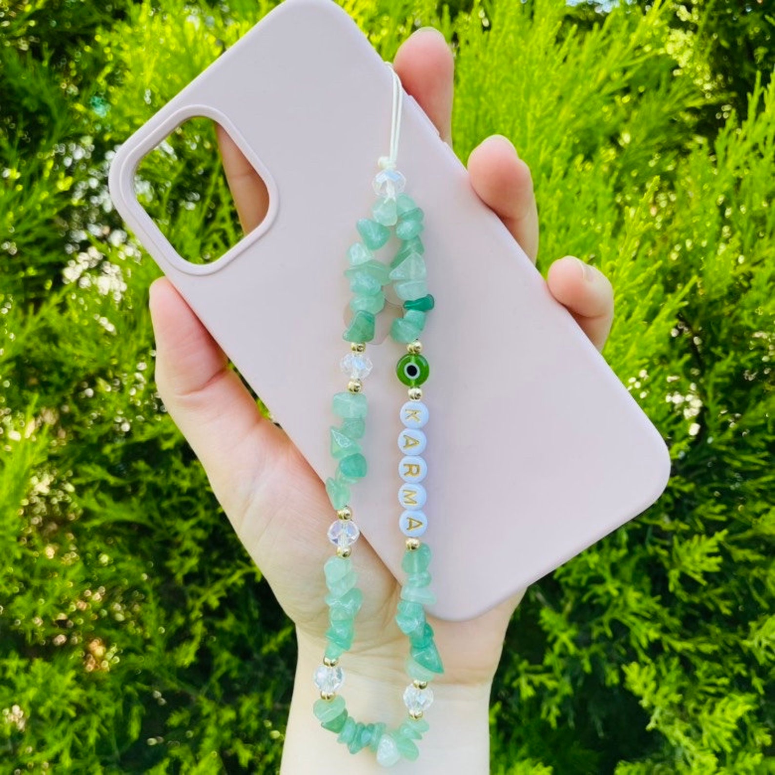 Personalized Phone Charm With Name, Custom Pearl Beaded Phone Strap ...