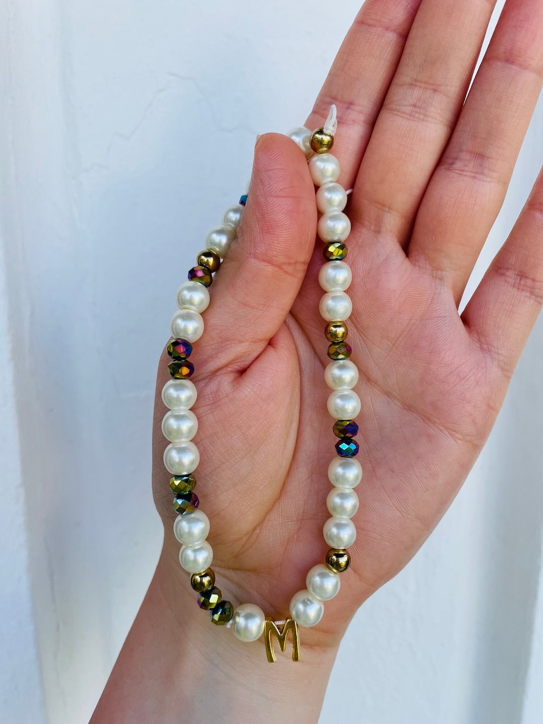 Beaded Phone Charm Strap, Pearl Custom Beaded Phone Chain, Personalized ...