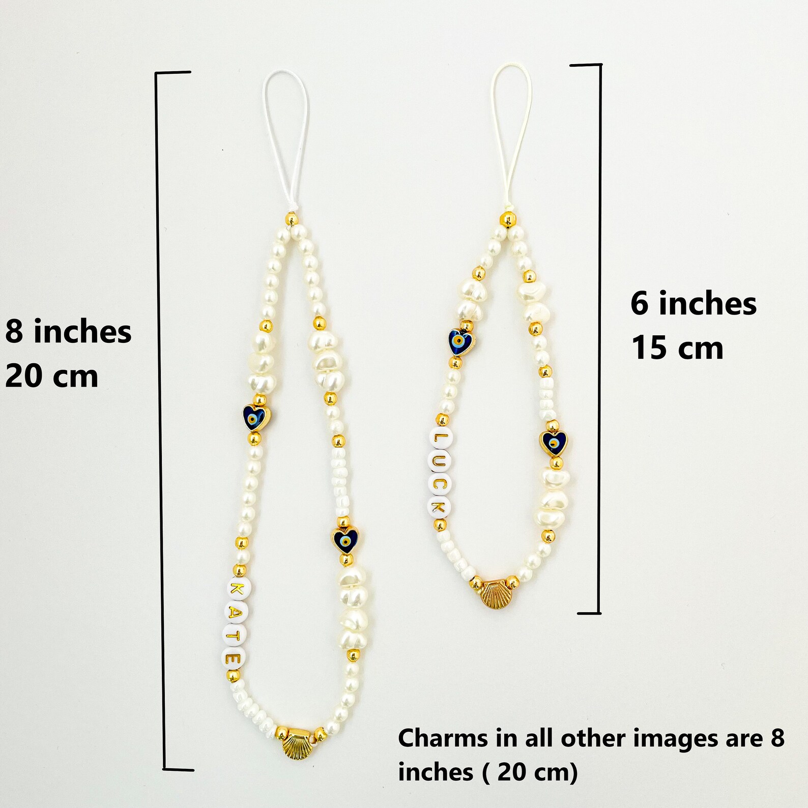 Customizable Pearl Beaded Phone Charm Evil Eve Phone Strap - Etsy