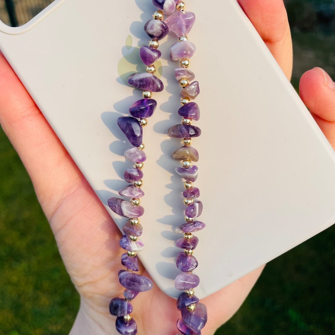Gemstone Phone Strap, Healing Crystals Phone Chain, Beaded Phone Charm ...