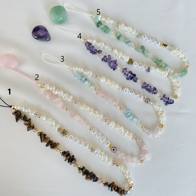 Crystal Beaded Gemstone Phone Charm Crystals Phone Strap - Etsy