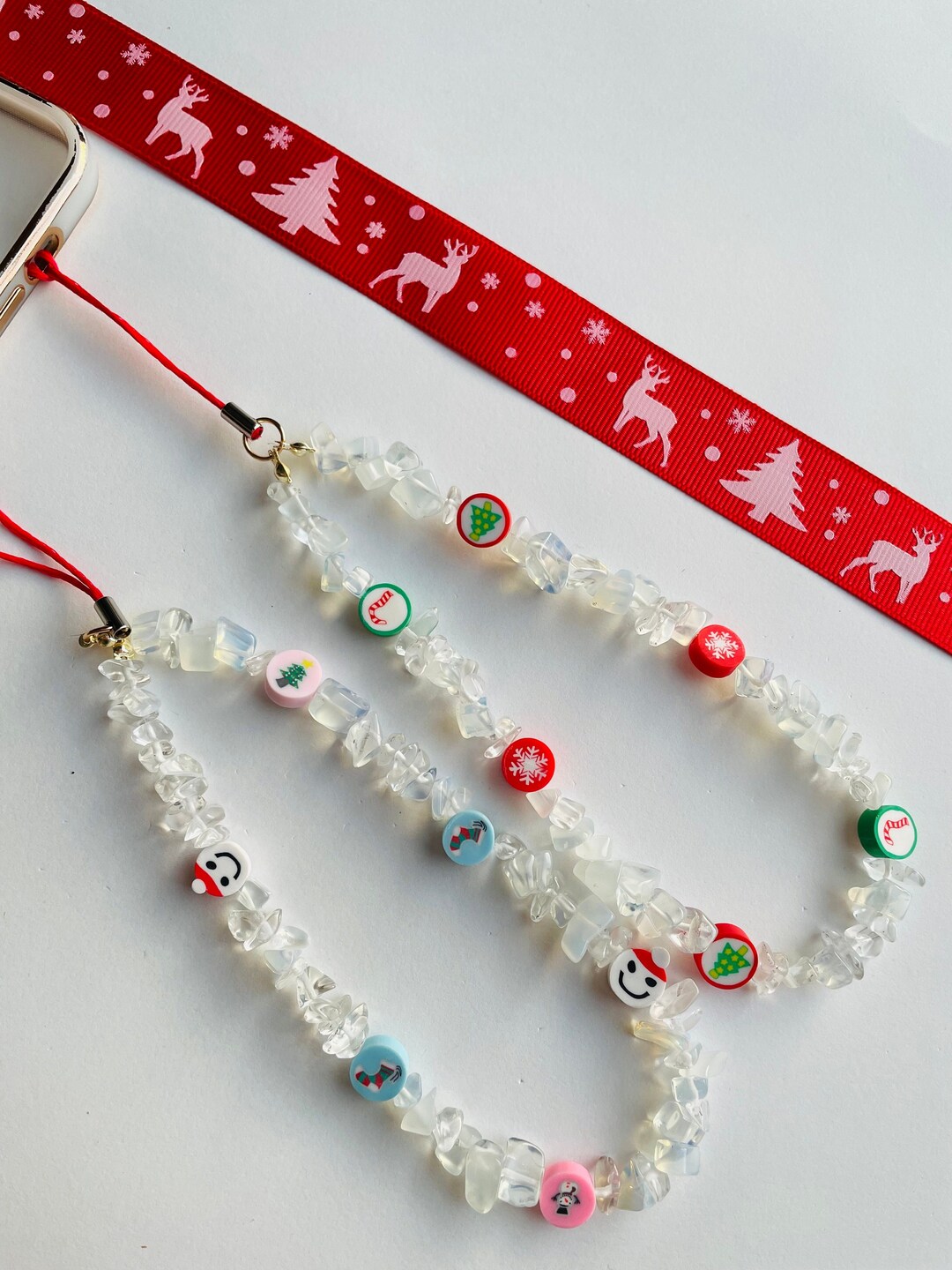 Christmas Phone Charm Christmas Gift Idea Opalite Gemstone - Etsy Canada